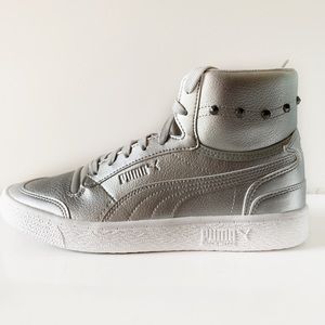 Puma | Shoes | Puma Ralph Sampson High Rise Silver Lthr Sneaker | Poshmark